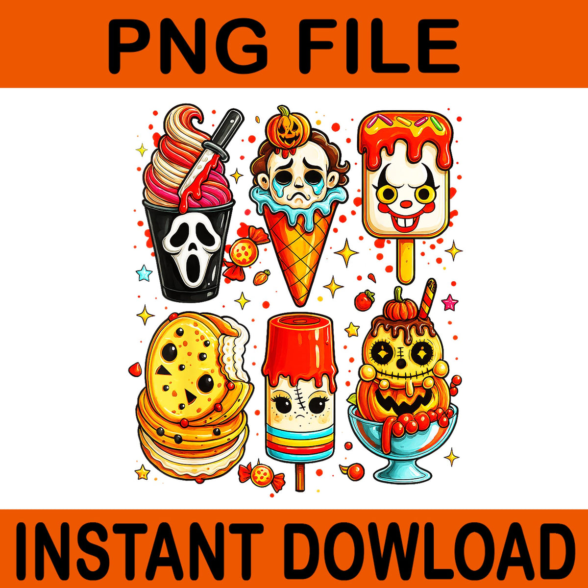 Horror Movie Summer Popsicle Halloween Ice Cream PNG, Summerween Hallo ...