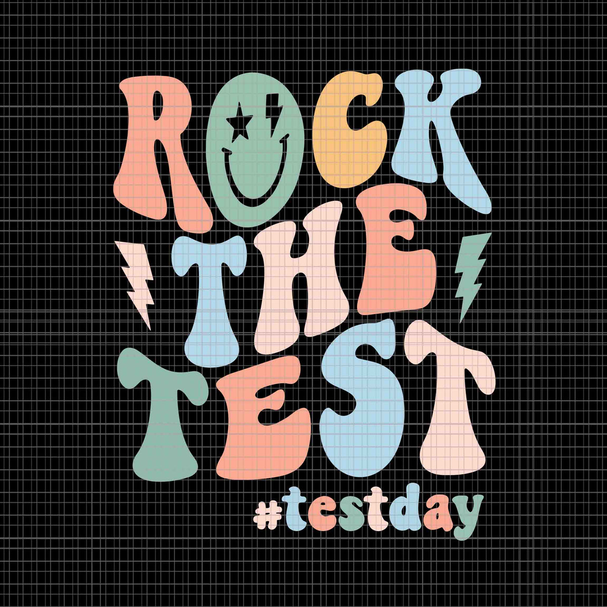 Rock The Test Testing Day Retro Motivational Teacher Student Svg, Rock ...