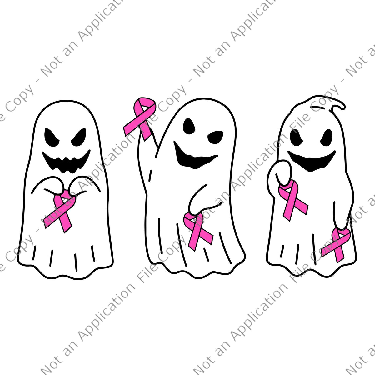 Pink Ribbon Breast Cancer Awareness Ghost Svg, Pink Ribbon Ghost Svg ...