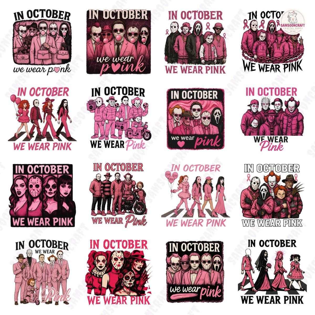 In October We Wear Pink Horror Friend Movie Bundle PNG, Horror Friend ...