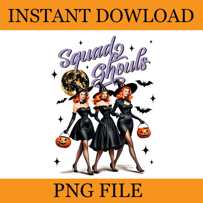 Squad Ghouls Witches Halloween PNG, Squad Ghouls PNG – buydesigntshirt