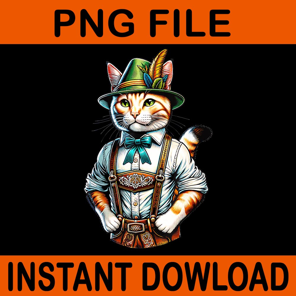 Oktoberfest Cat German Bavarian Lederhosen Cat PNG – buydesigntshirt