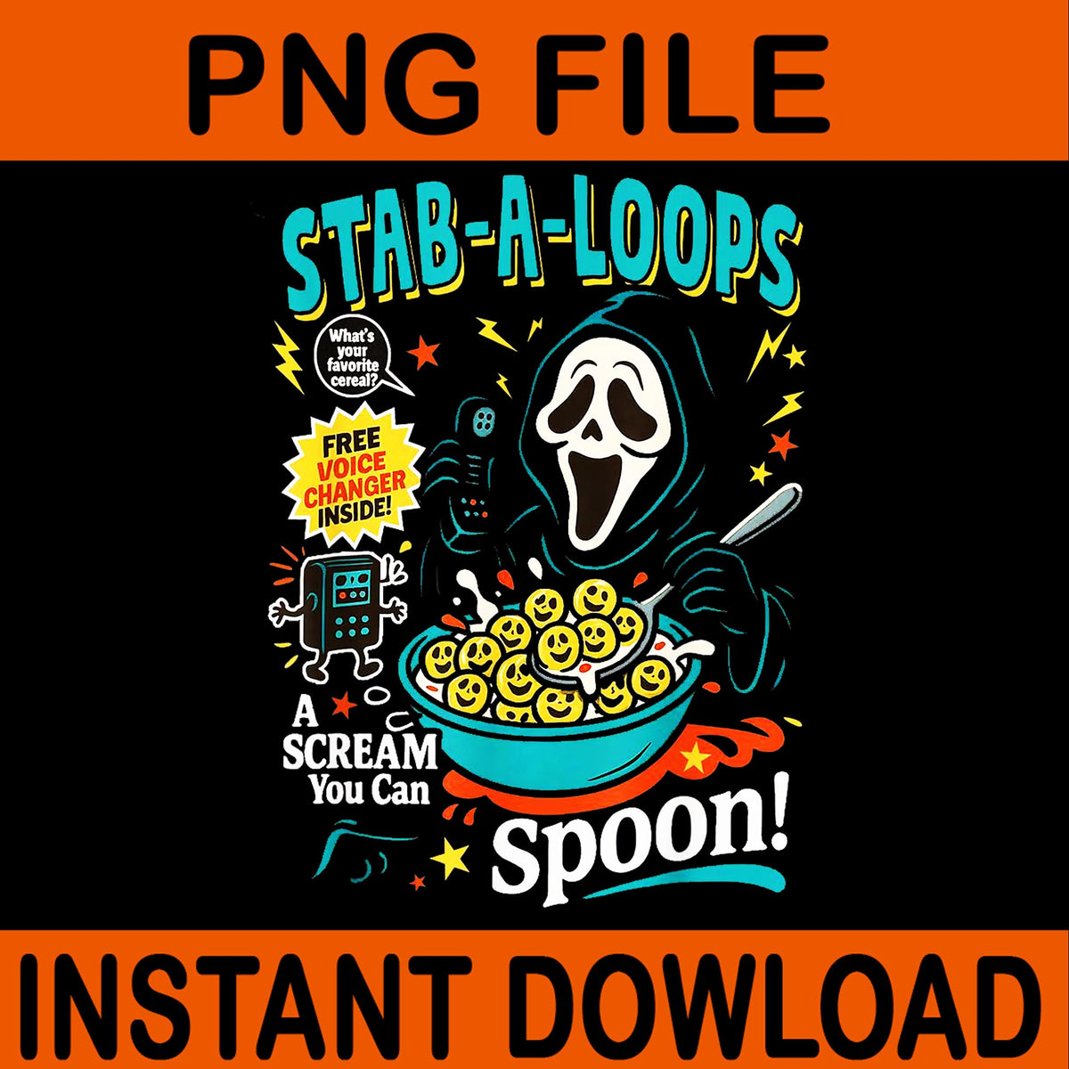 Stab-A-Loops Horror Cereal Box Halloween Killer Breakfast PNG ...