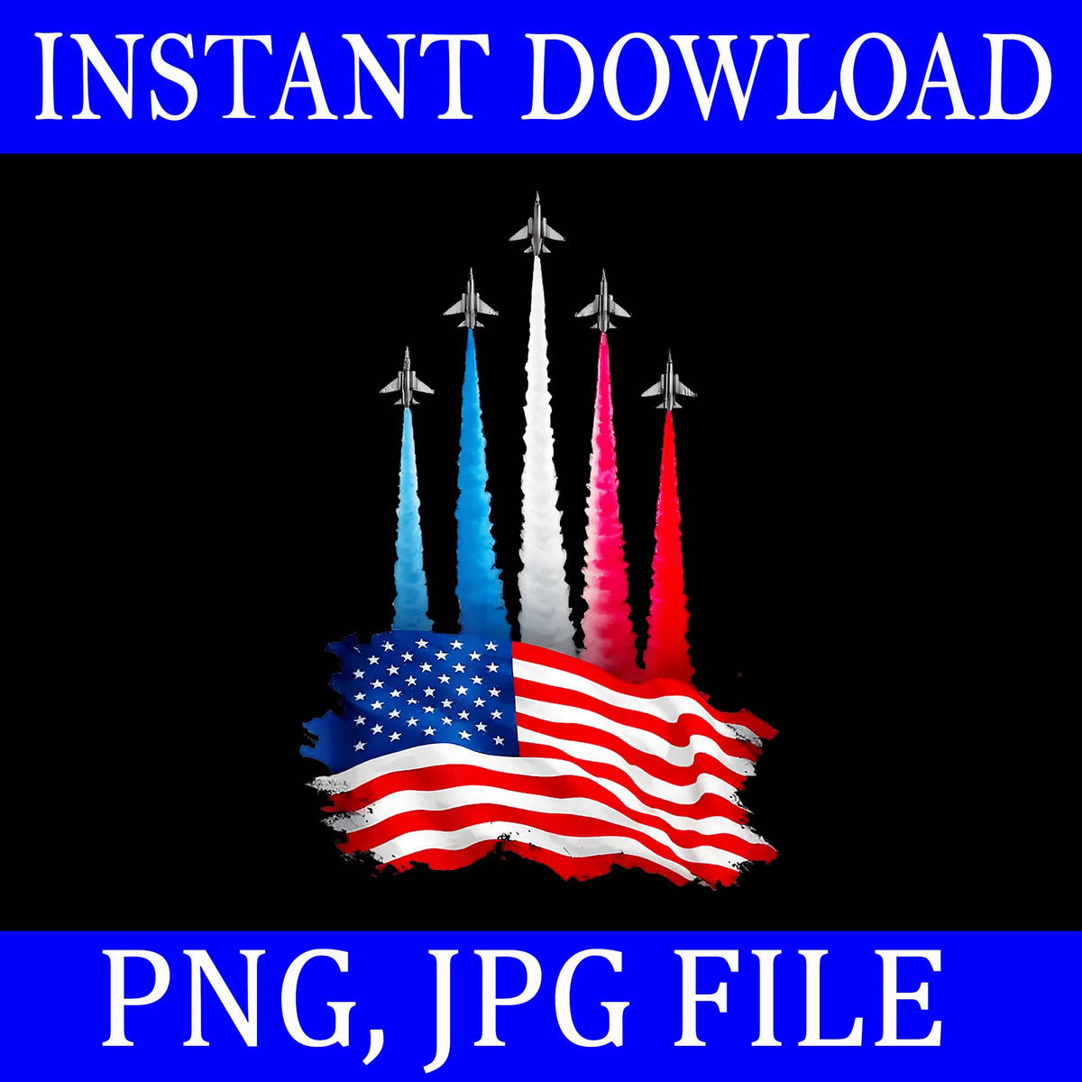 Red White Blue USA Flag Fighter Jets 4th of July PNG – buydesigntshirt