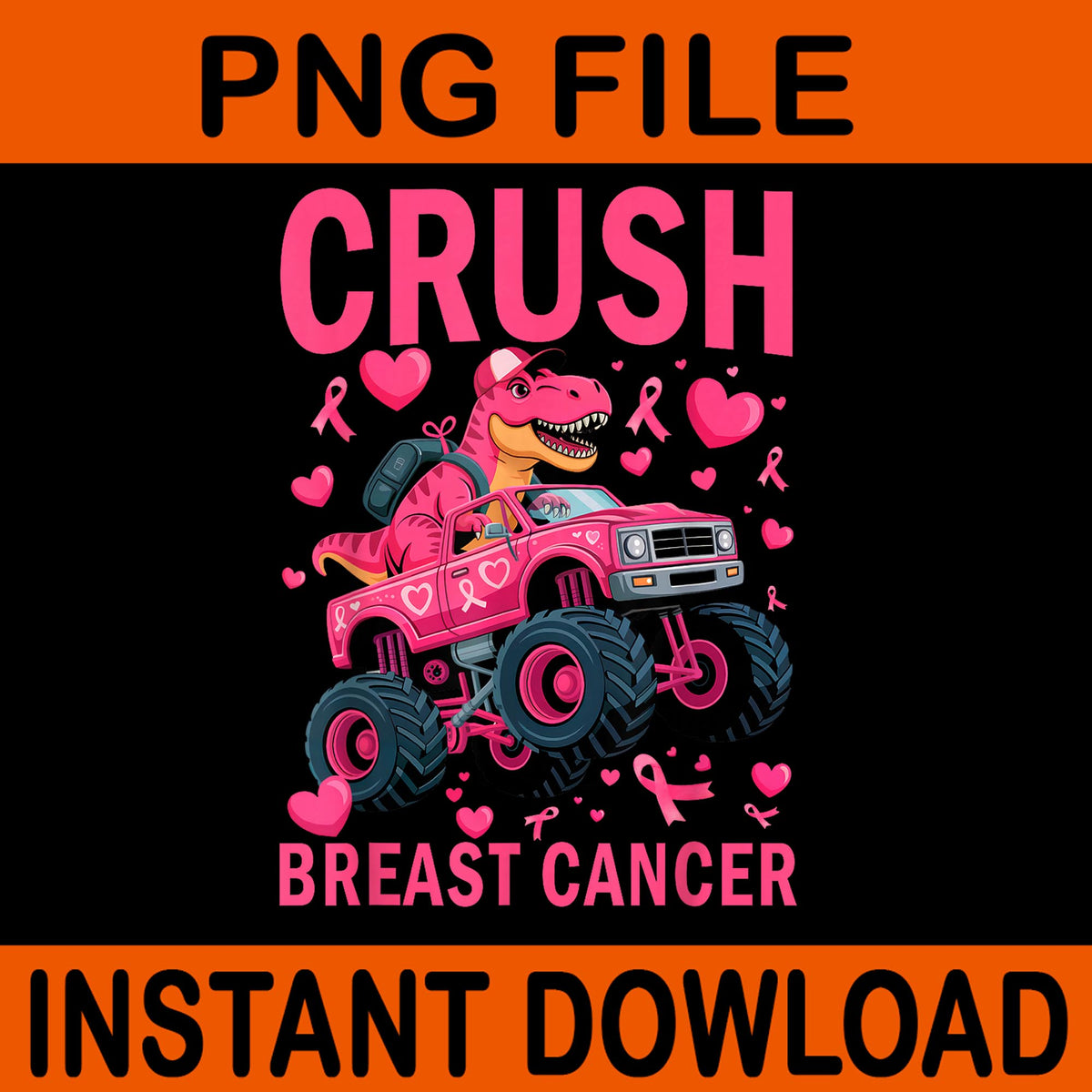 Crush Breast Cancer Awareness Monster Truck PNG, Breast Cancer Awarene ...
