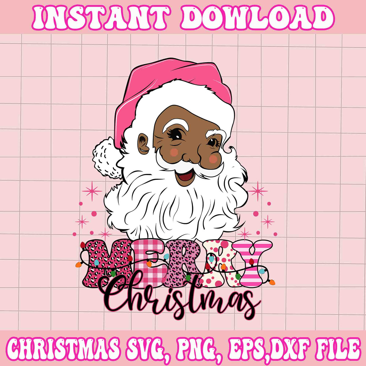 Merry Christmas Santa Svg, Pink Christmas Svg, Pink Winter Svg, Pink S ...