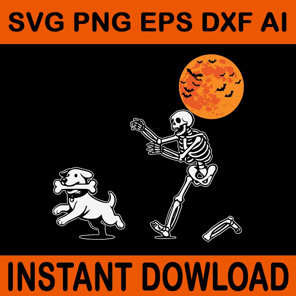 Spooky Humor Halloween Skeleton Chasing Dog SVG – buydesigntshirt