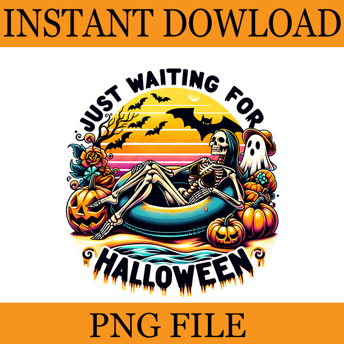 Just waiting for halloween skeleton spooky vibe summer png ...