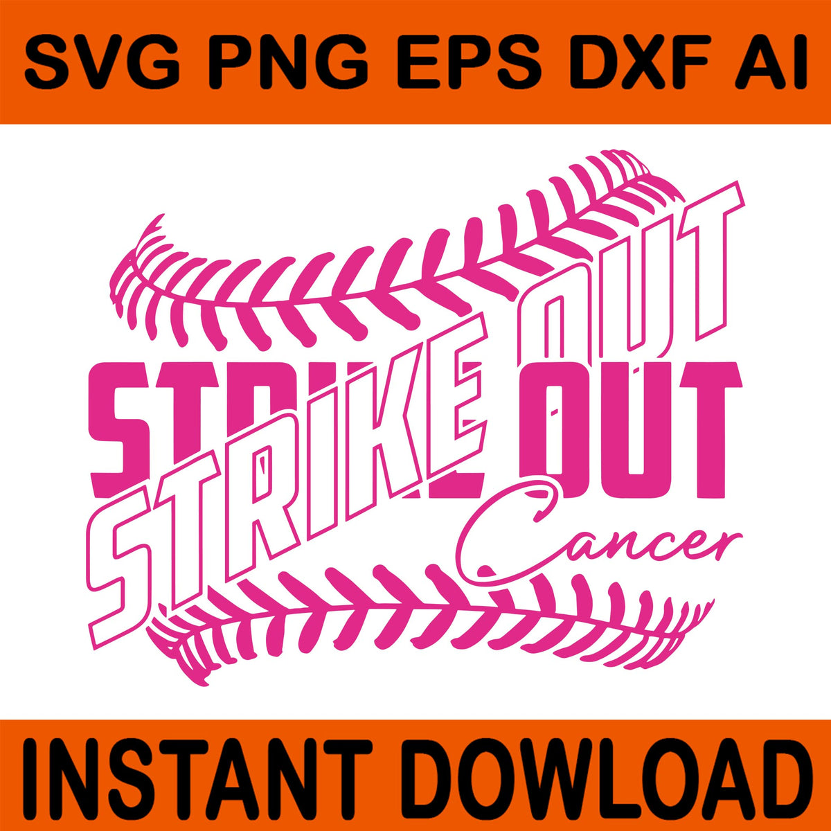 Strike Out Cancer Baseball Softball Breast Cancer Awareness SVG, Strik ...