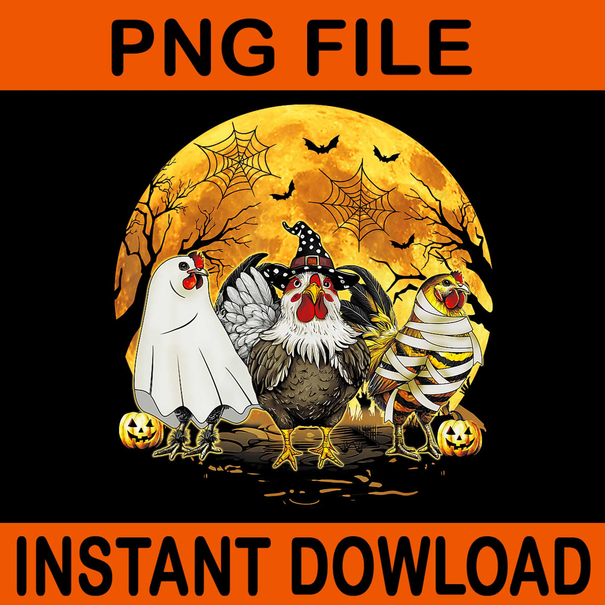Farmers Spooky Chickens Witch Halloween PNG, Chicken Halloween PNG ...