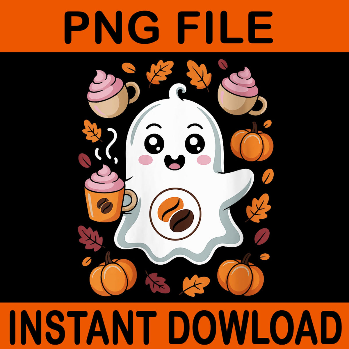 Ghost Barista Holding Coffee Cup Halloween PNG – buydesigntshirt
