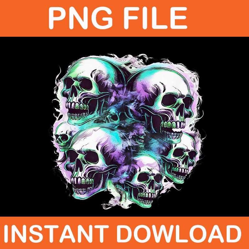Smokey Skulls Ghost Flying Halloween PNG – buydesigntshirt