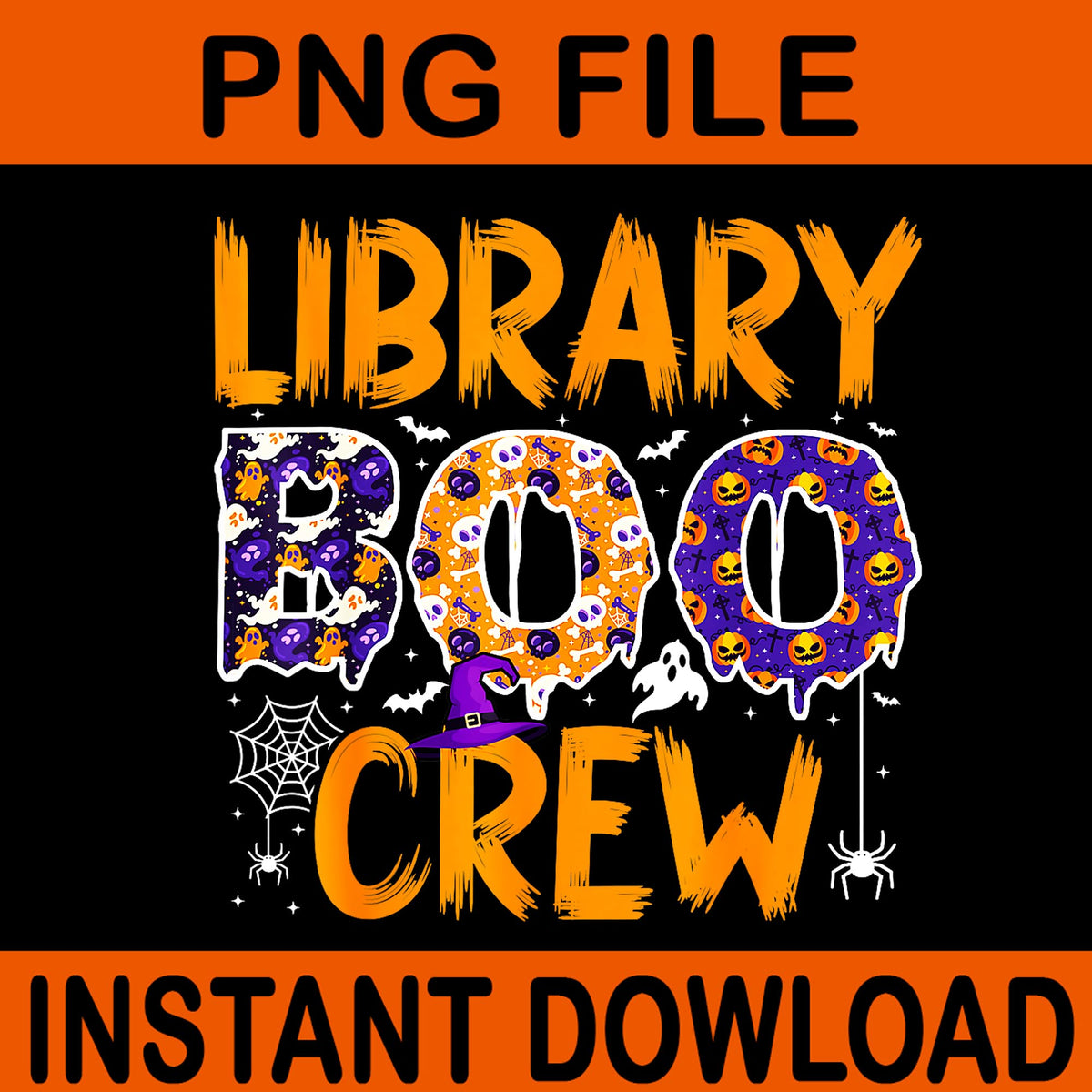 Library Boo Crew Librarians Book Ghost Halloween PNG – buydesigntshirt