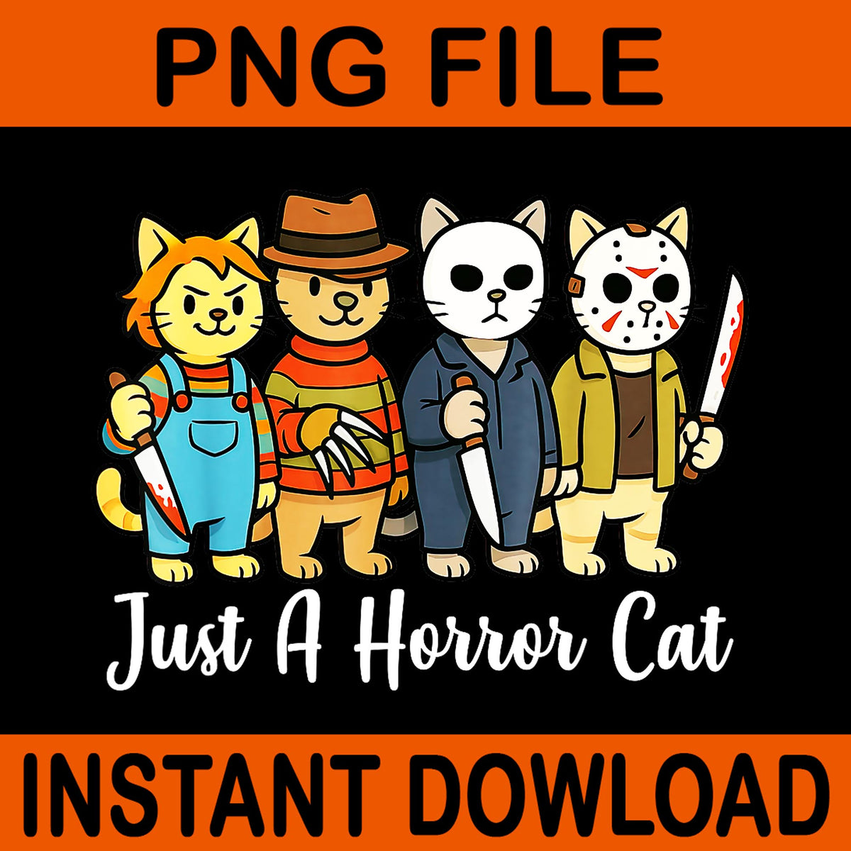 Just A Horror Cat Halloween PNG, Funny Cat Horror Movies PNG ...
