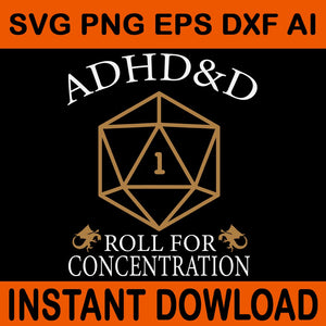 Vintage ADHD&D Roll For Concentration DnD SVG – buydesigntshirt