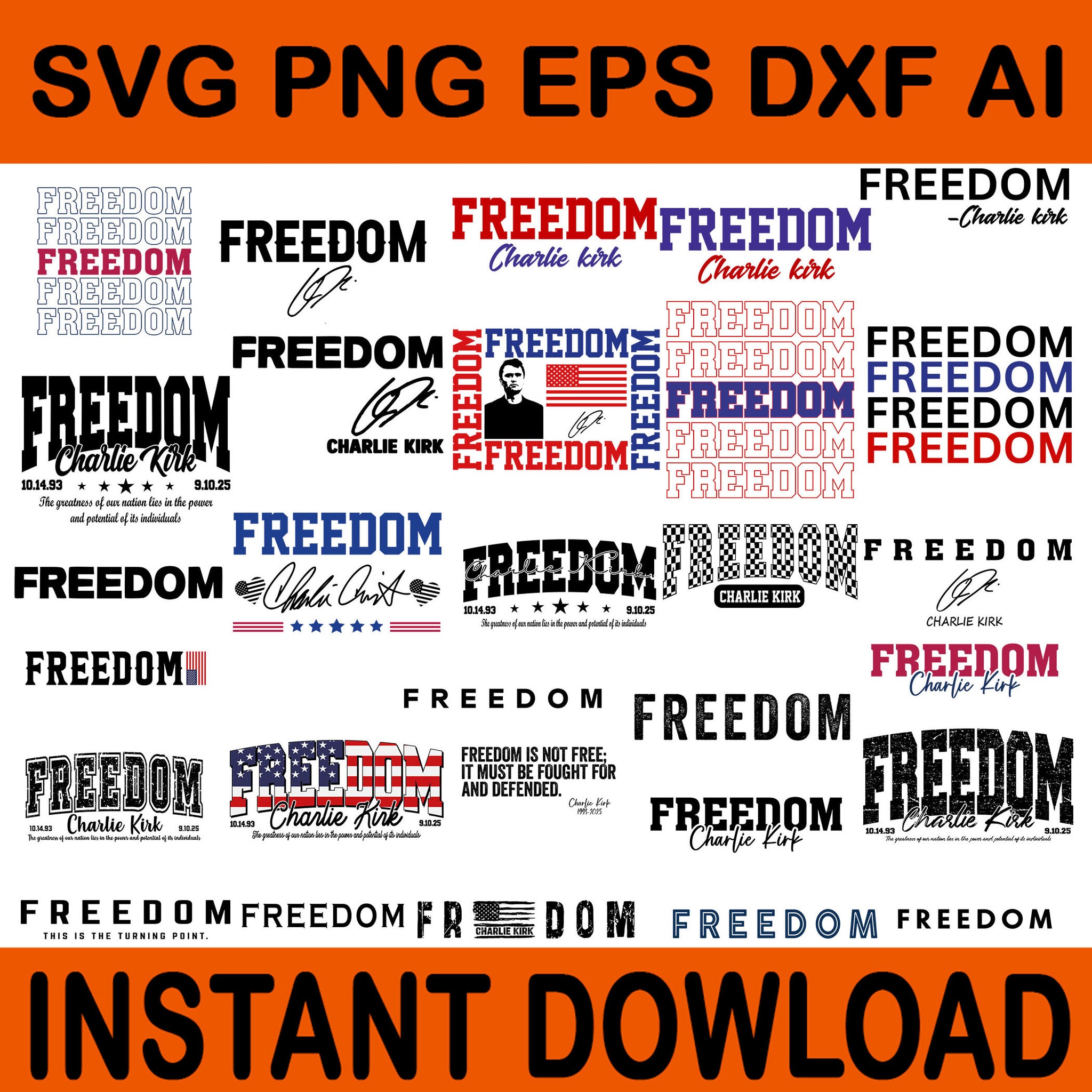 Bundle Freedom SVG, Charlie Kirk SVG Bundle, Charlie Kirk SVG, Freedom ...